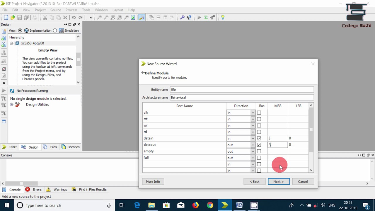 VHDL code for FIFO along with RTL schematics using Xilink - YouTube