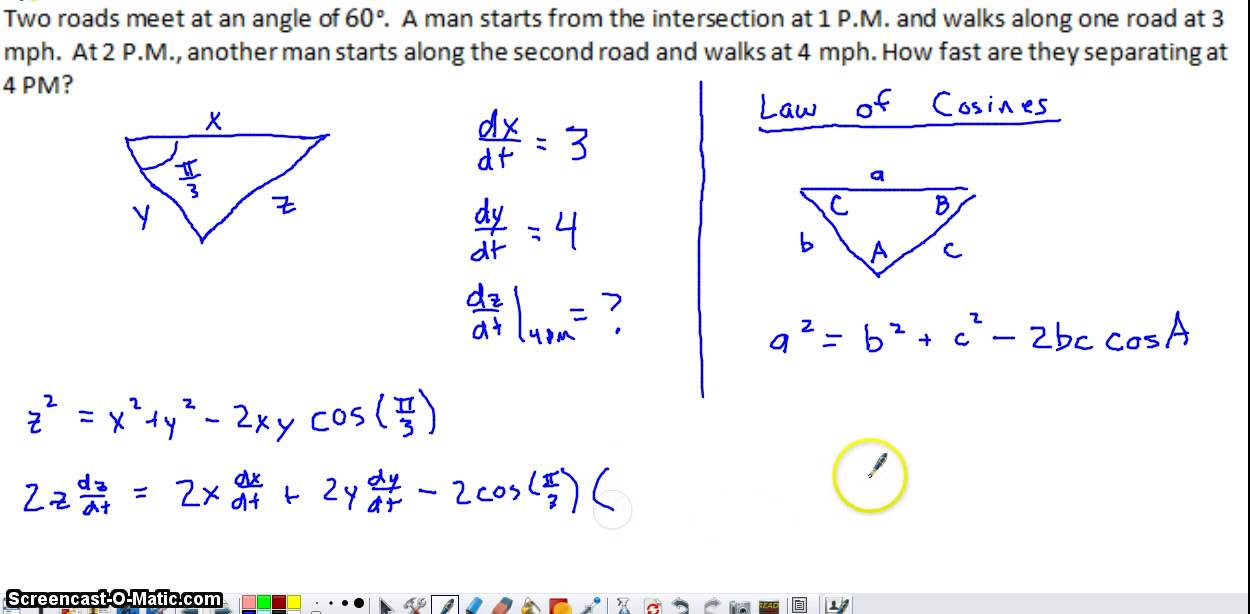 Related Rates - Law of Cosines - YouTube