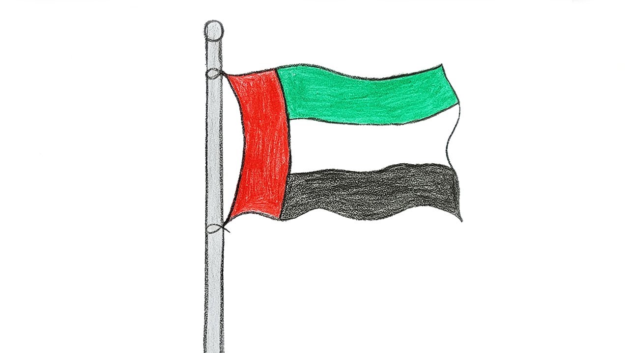 Easy UAE Flag Drawing | National Anthem Background | "Ishy Bilady ...