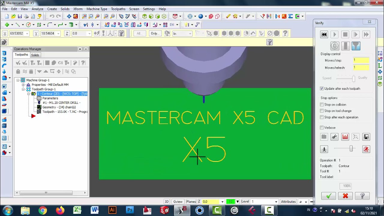 Mastercam X5 || Basic Machining and Simulation || Letter Engraving ...