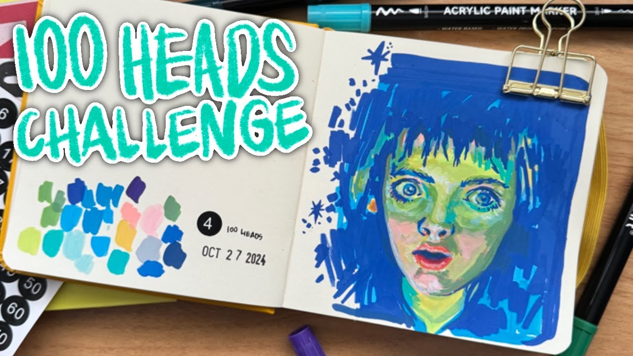 100 Heads Drawing Challenge! - YouTube