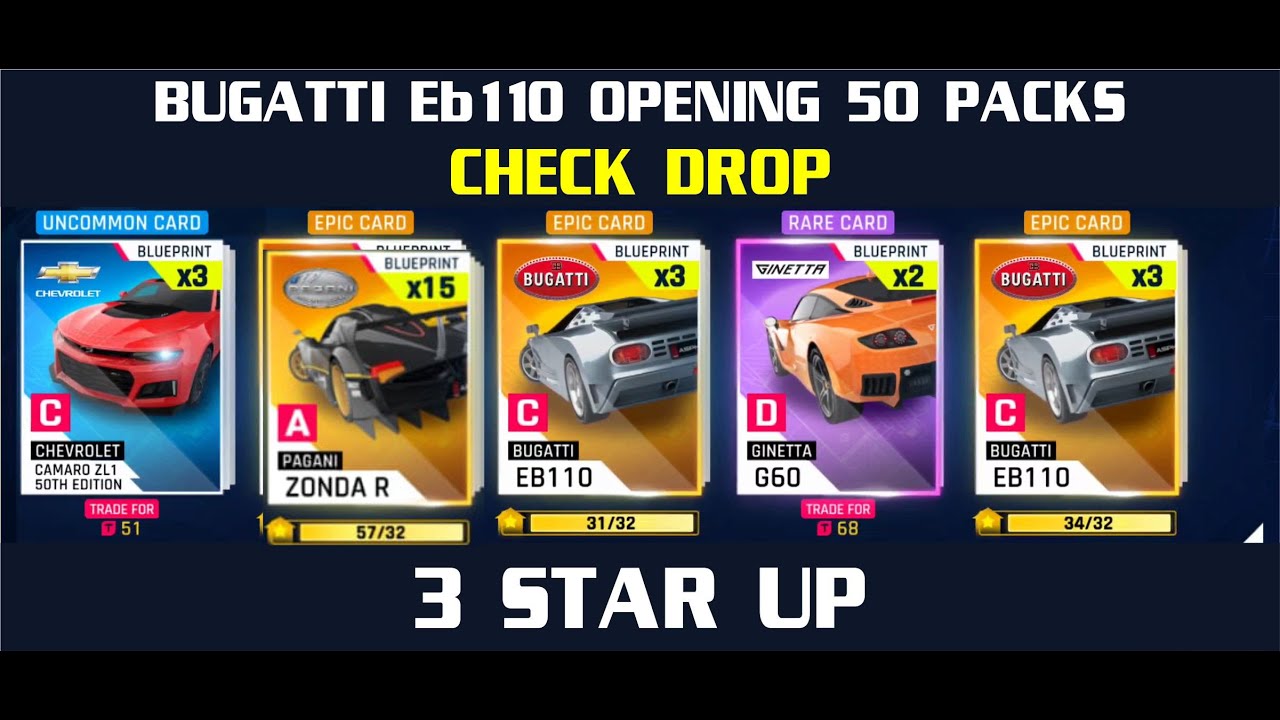 Asphlat 9 | Bugatti EB110 50 Packs Check Drop | 3 Star UP | Noob Force ...