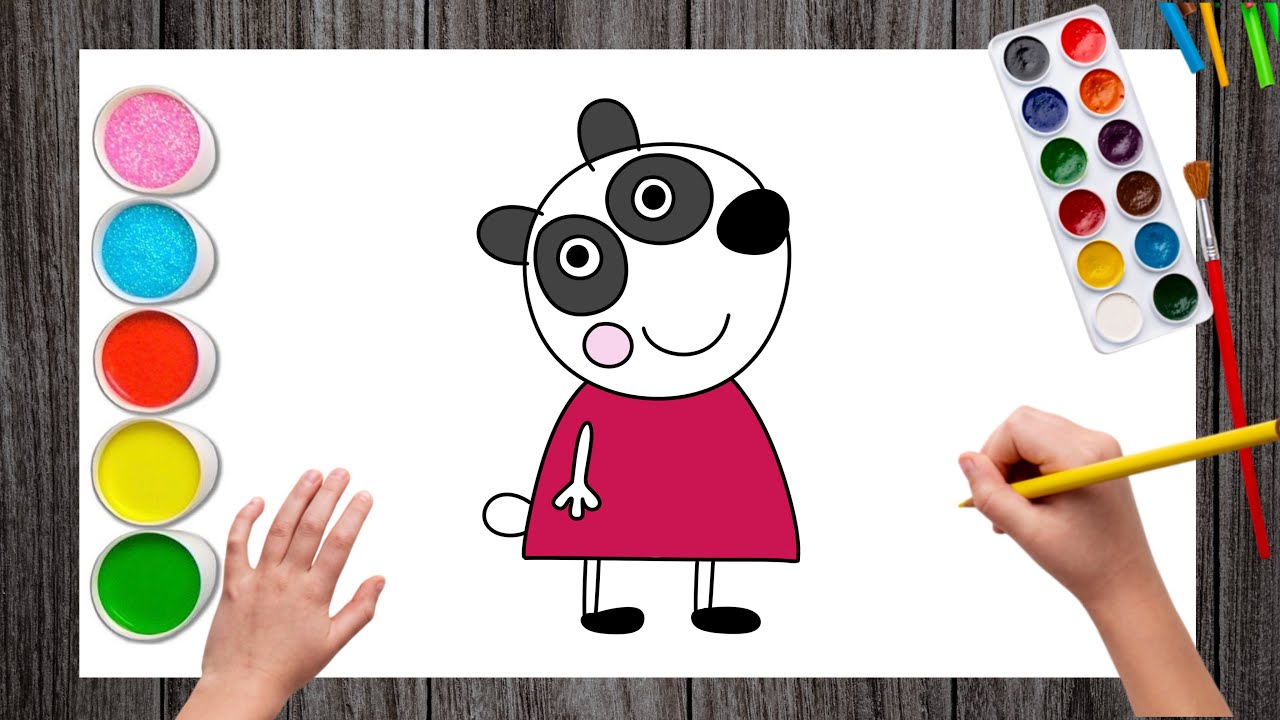 How to Draw Peggi Panda from Peppa Pig 🐷 | Peppa Pig Drawing | Peggi ...