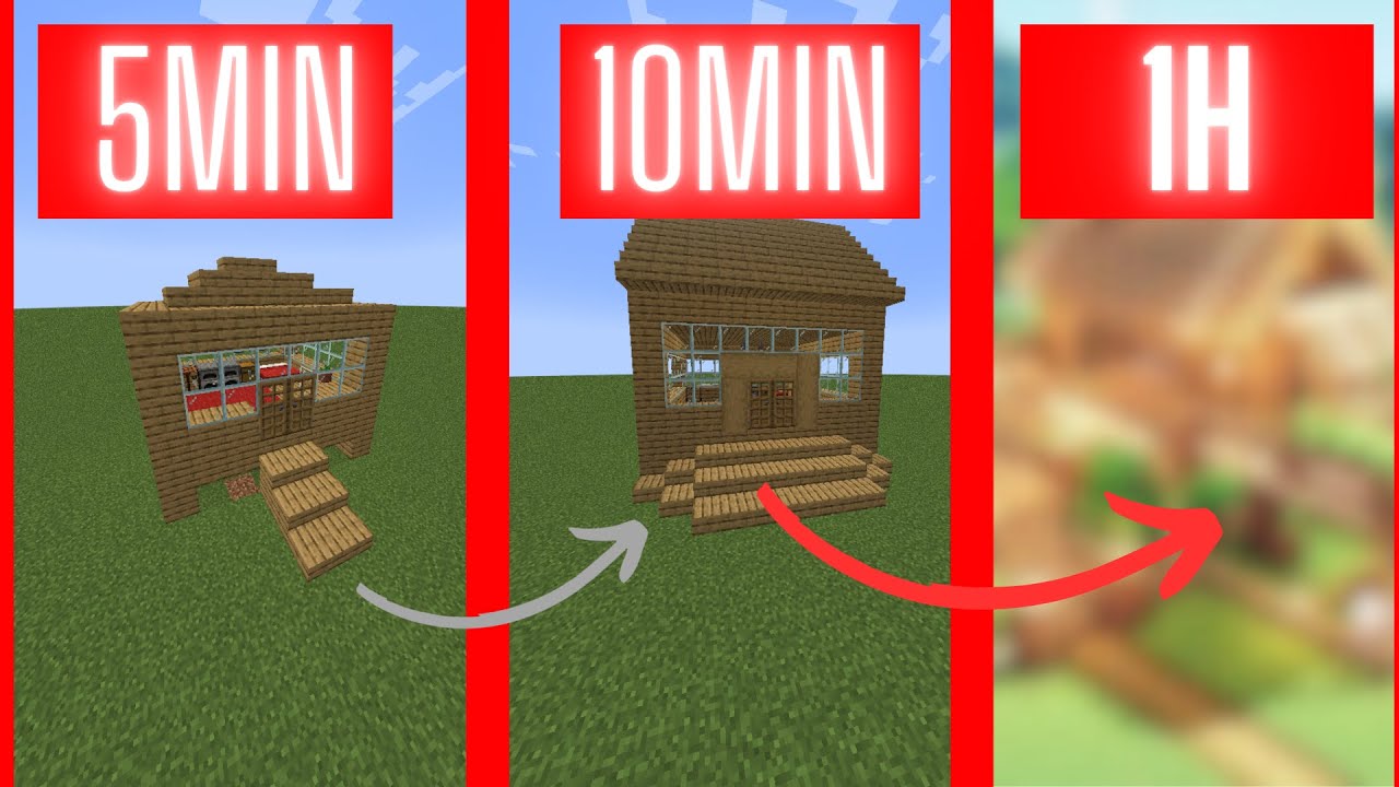 FAIRE UN MAISON EN 5 MIN EN 10 MIN ET EN 1H (Minecraft) - YouTube