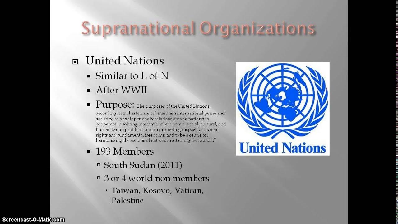 AP Human Geography - United Nations and Supranational Organizations ...