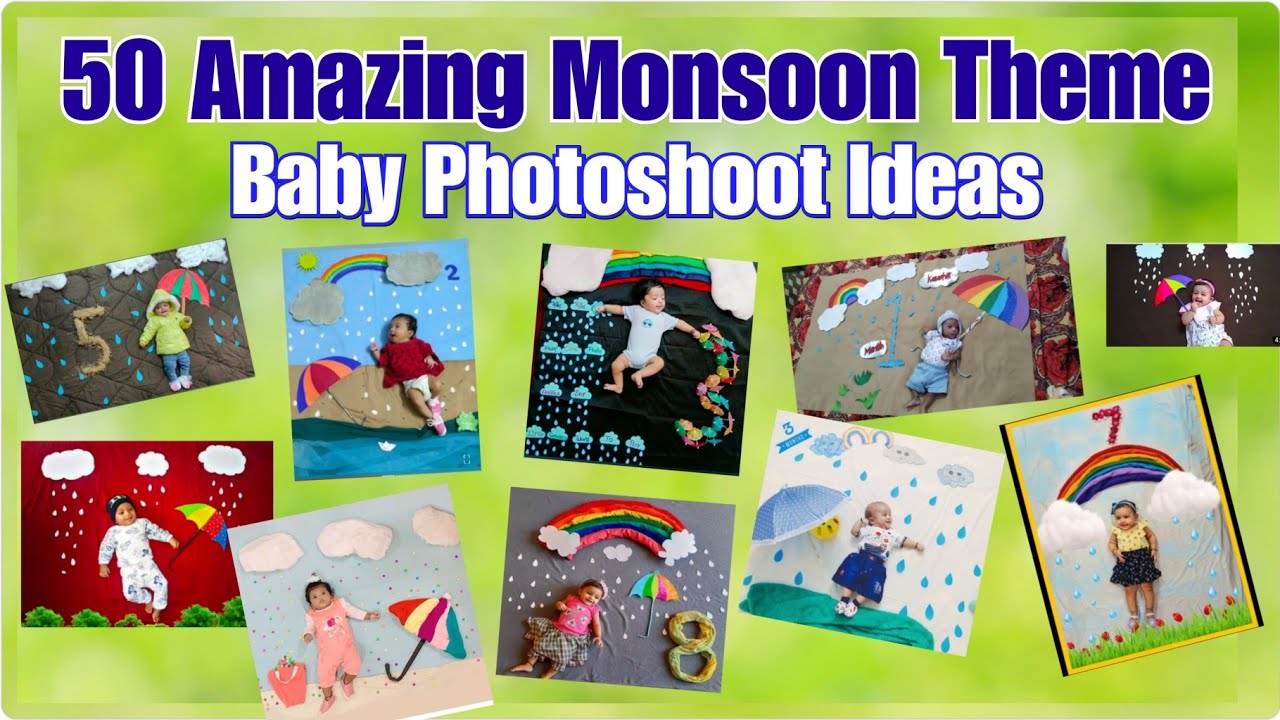 50 Amazing Monsoon Theme Baby Photoshoot Ideas at Home | Rainbow Theme ...