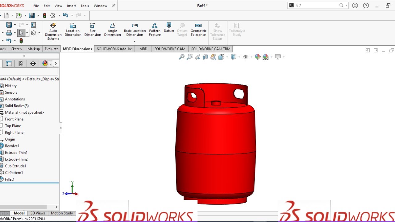 🔥SOLIDWORKS Tutorial for Beginner| gas cylinder - YouTube