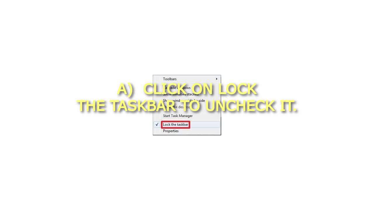 How to Lock or Unlock Taskbar in Windows 7 - YouTube