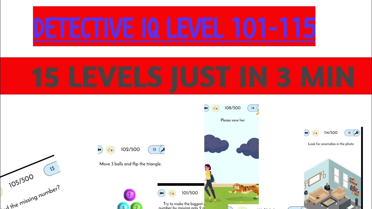 DETECTIVE IQ LEVEL 101-115 || 15 levels just on 3 min - YouTube