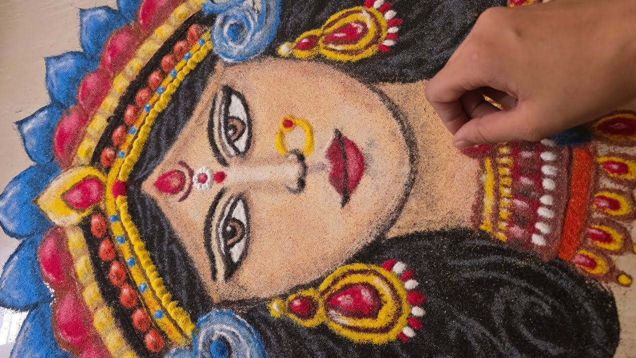 Navratri Special Rangoli Design | Maa Durga Rangoli | Step by step ...
