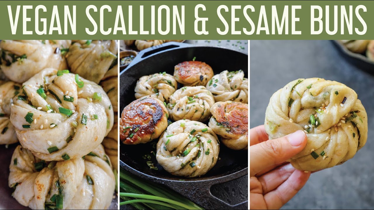 Pan-Fried Scallion and Toasted Sesame Buns (Hua Juan or 花卷) | Vegan ...