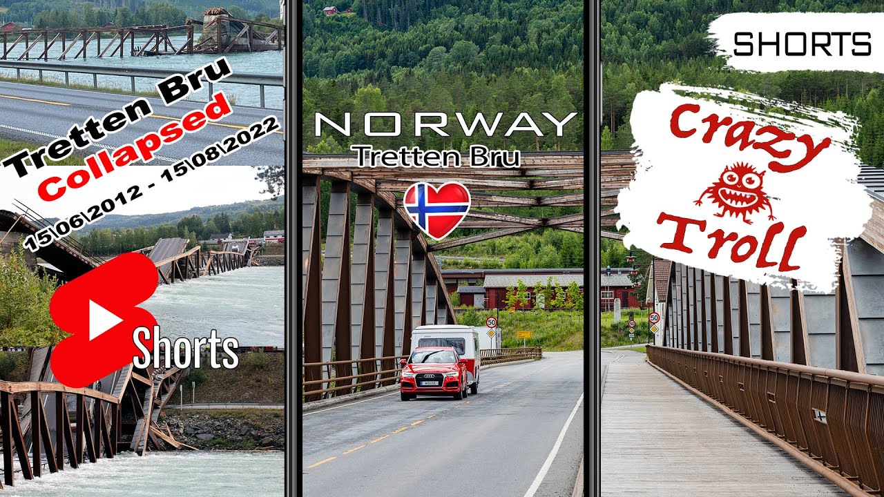 Tretten Bru in Norway - Before and After Collapse #Shorts - YouTube
