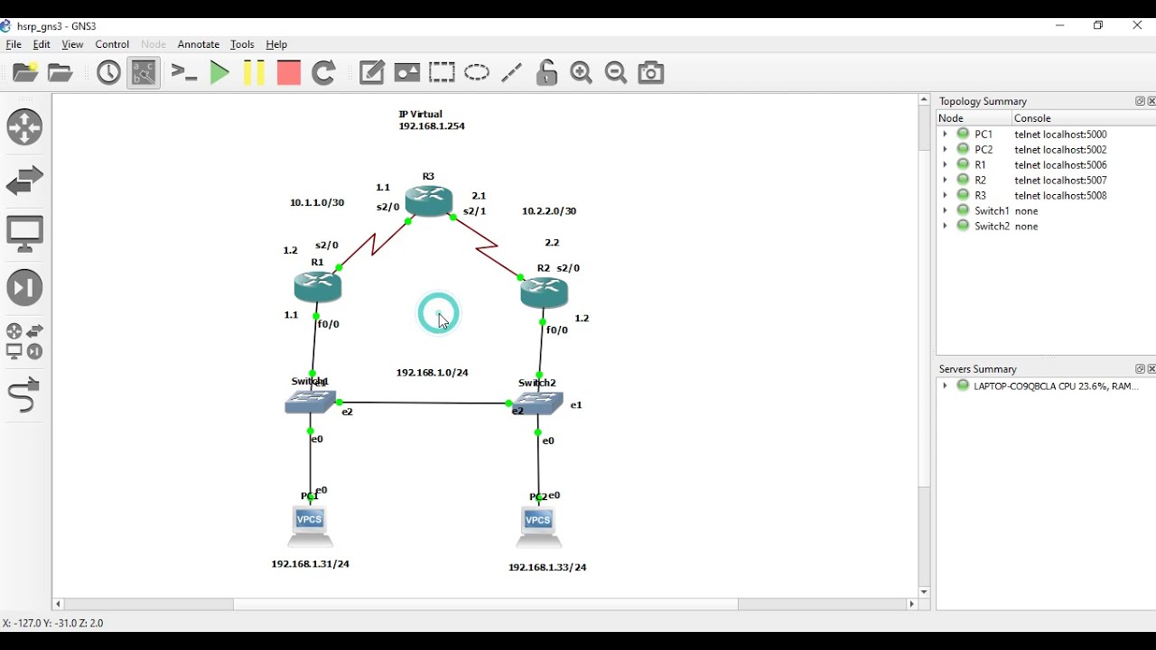Configuración HSRP en GNS3 - Ejemplo - YouTube
