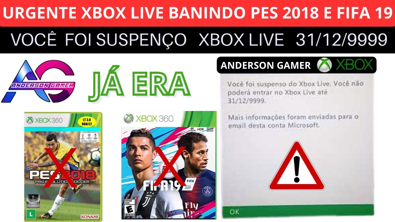 URGENTE PES 2018 FIFA 19 XBOX 360 BANIDO XBOX LIVE !! ACABOU JÁ ERA ...