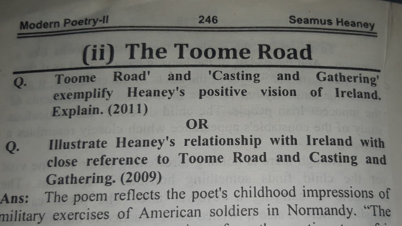 Critical appreciation of The Toome Road by Seamus Heaney in urdu,hindi ...