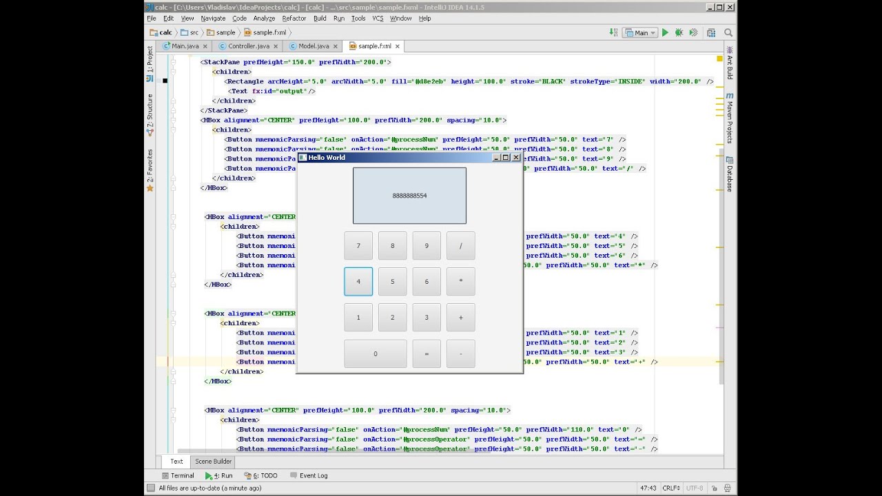 Javafx Tutorial 27 Calculator Mvc Scene Builder Урок 27 Калькулятор Rus Youtube