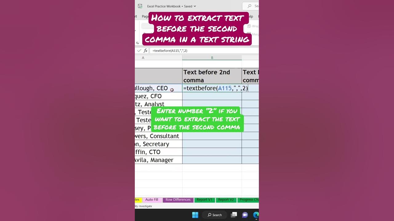 How To Extract Text Before The Second Comma From A Text String In Excel Youtube