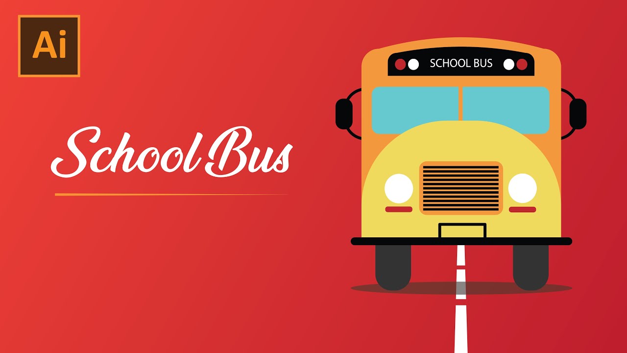 How to Draw School Bus in Adobe Illustrator | Illustrator Tutorial ...