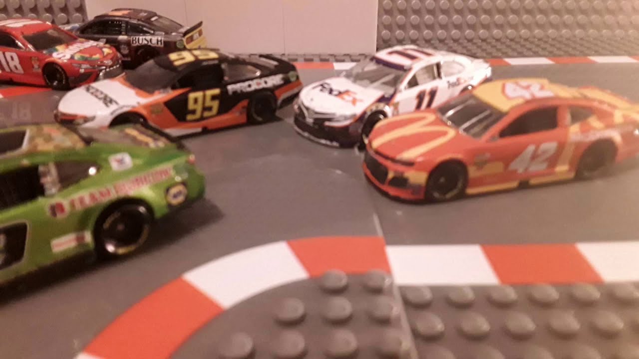 Nascar diecast toy stop motion race - YouTube