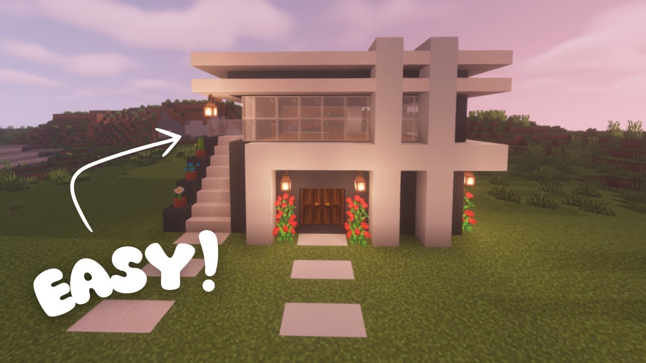 Minecraft: Easy Modern House Tutorial - YouTube