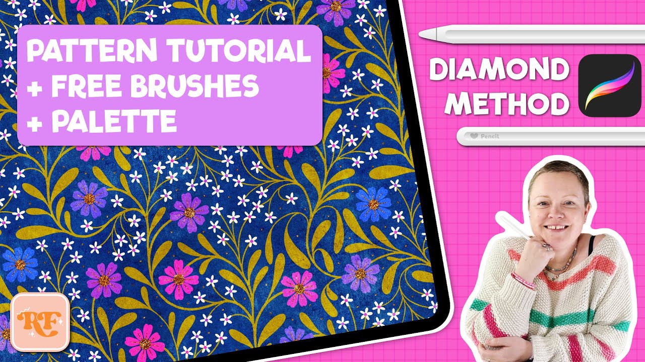 Create a Bright Trailing Floral Pattern in Procreate | Free Brushes ...