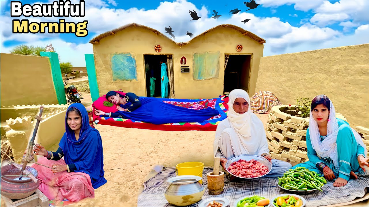 Villager Women Beautiful Morning Routine In Hot Summer | Villager Woman ...