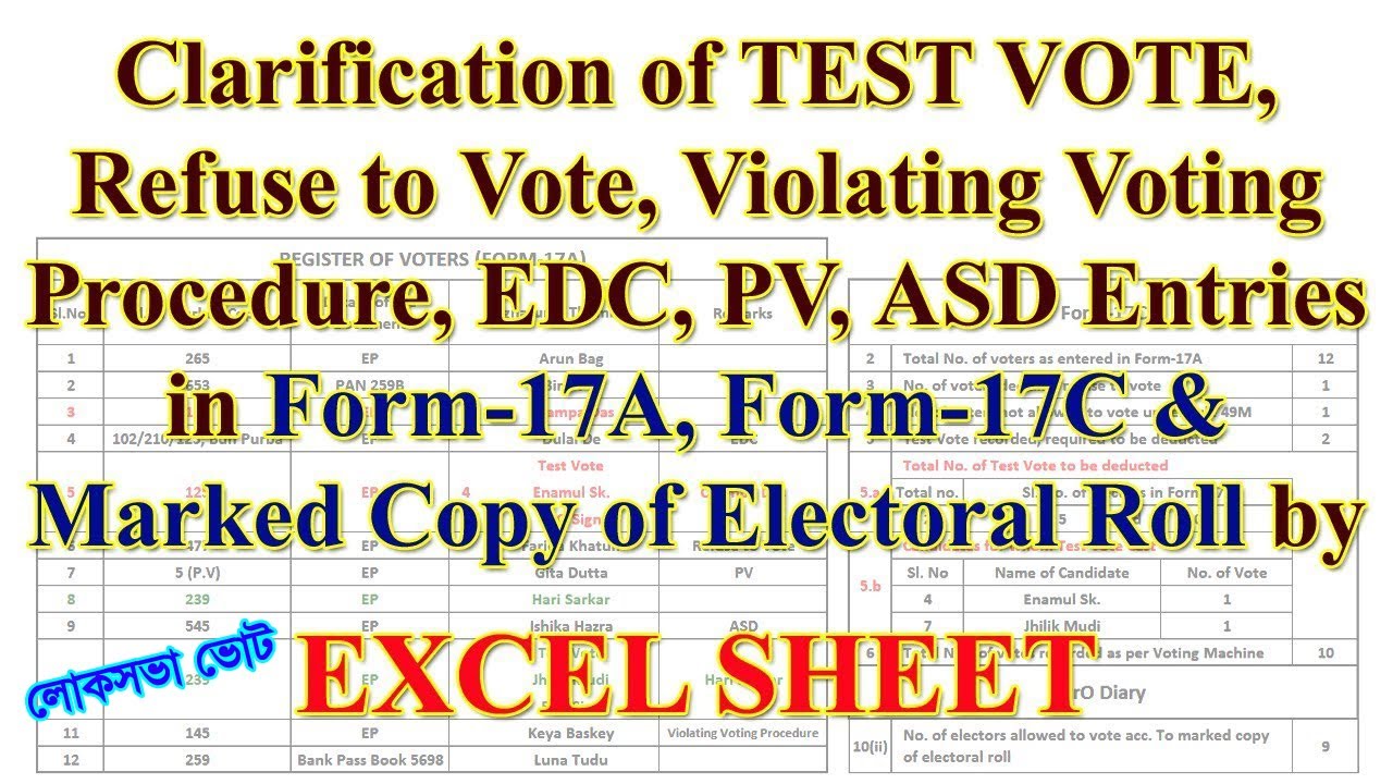 Clarification of TEST VOTE, Refuse to Vote, EDC, PV, Entries in 17A ...