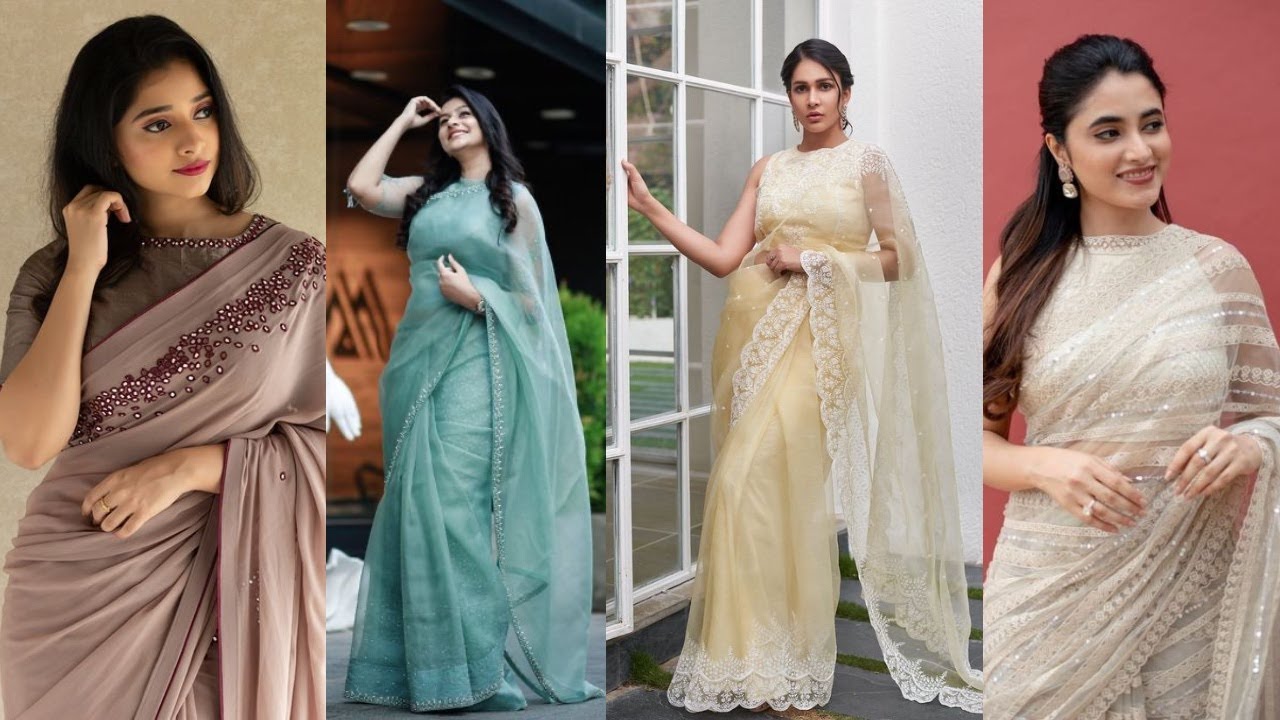 Latest trendy saree styling ideas for farewells, elegant look simple ...