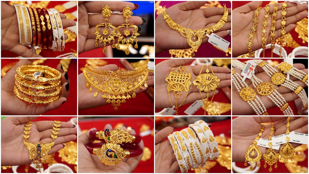 Biyer Gift & Sob Rokomer Gold Jewellery Matro 1 Gram Theke | Earrings ...