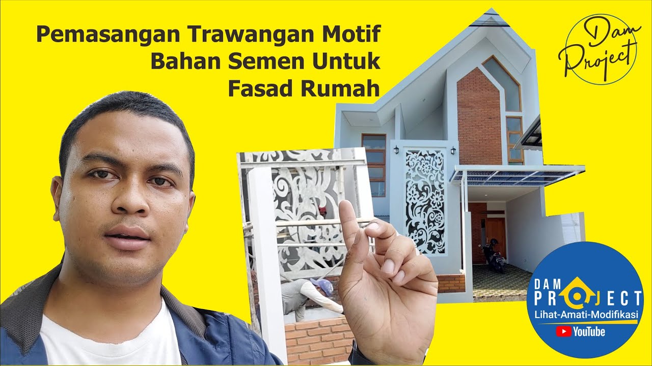 Pemasangan Partisi Motif Trawangan Beton Untuk Fasad Rumah - YouTube