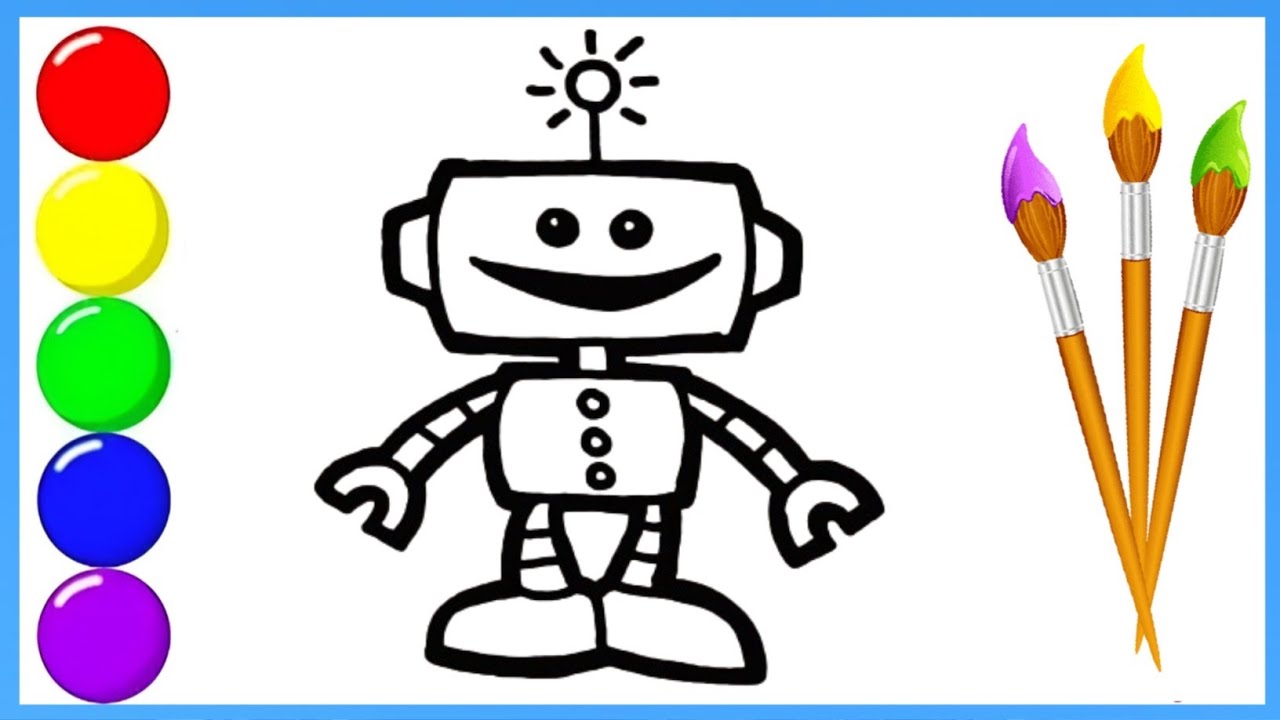 How to draw Robot | painting and coloring for kids toddlers | robot ...