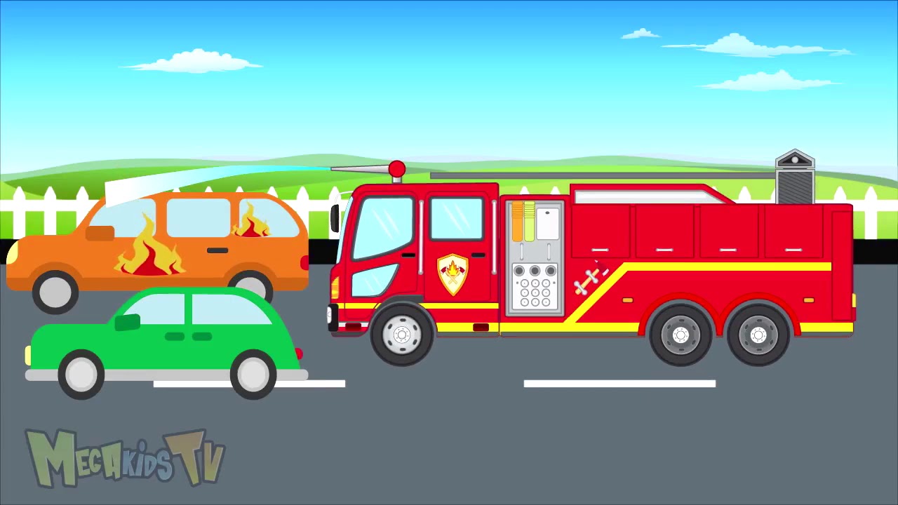 Fire Truck Monster Trucks For Children Mega Kids Tv - YouTube