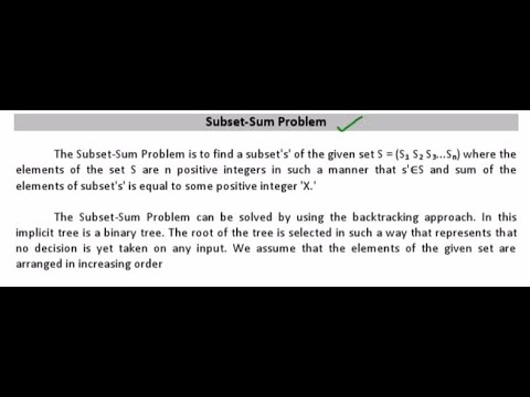 Backtracking Subset Sum Problem (In Tamil) - YouTube