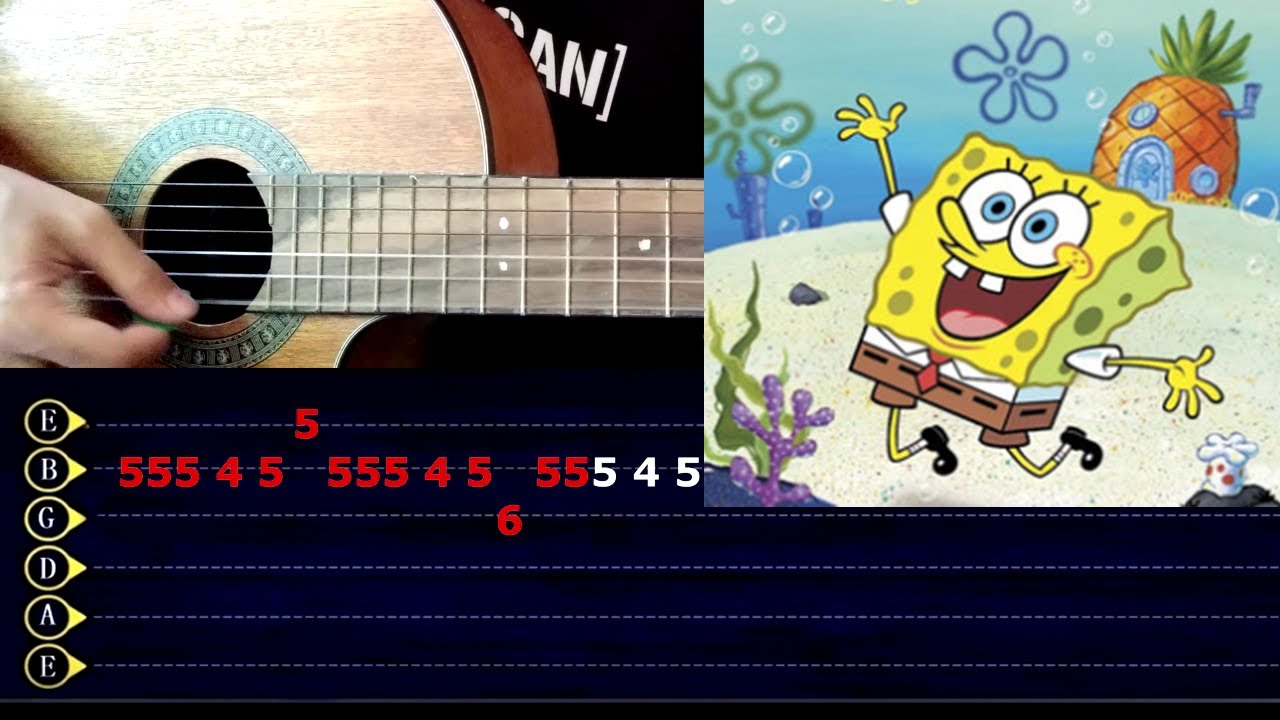 Seaweed Guitar Tutorial With Tab | Spongebob Music Theme - YouTube