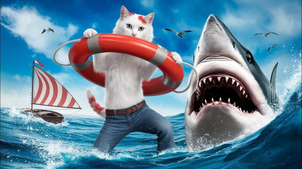 Cat vs Shark: Ultimate Ocean Survival Battle 🐱🦈 | Funny Adventure ...