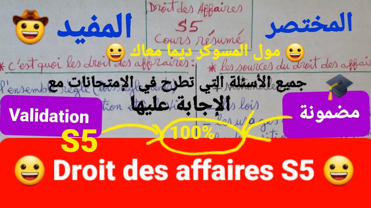 Droit des affaires S5 / Cours Résumé + les questions des examens avec ...
