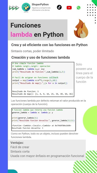 ⚡ Funciones lambda en Python 🐍 - ShuperPython #pythonprogramming #python #lambdaprogramming ...