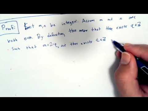 Intro to Proof. The Sum of Two Even Numbers is Even. - YouTube