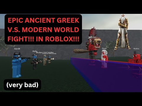 Ancient Greece V.S. Modern World Fight!!! (epic) [Totally Roblox Battle ...