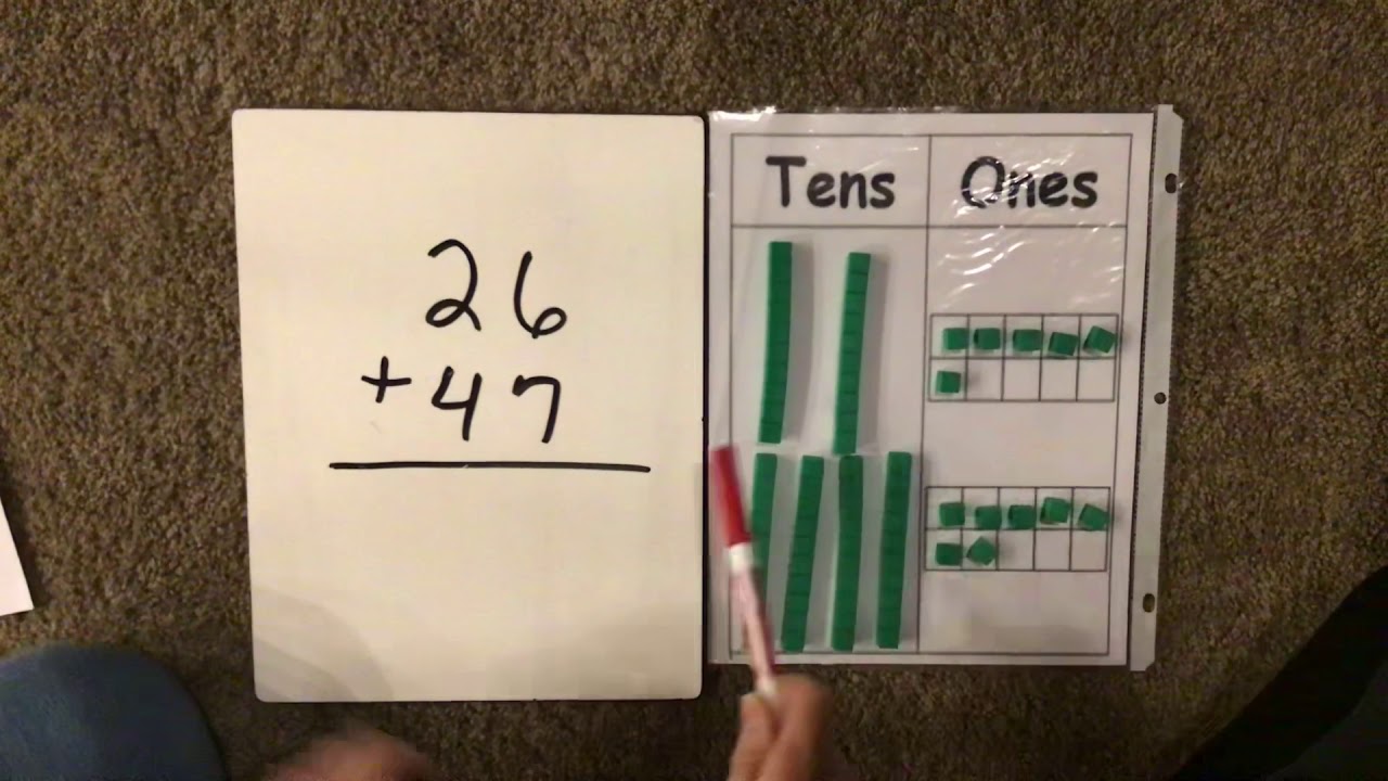 2 Digit addition with regrouping (base ten model ) - YouTube