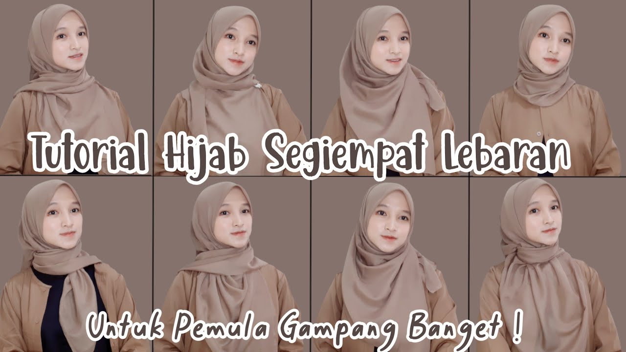 8 TUTORIAL HIJAB SEGIEMPAT LEBARAN | Tutut Arinda Herawati - YouTube