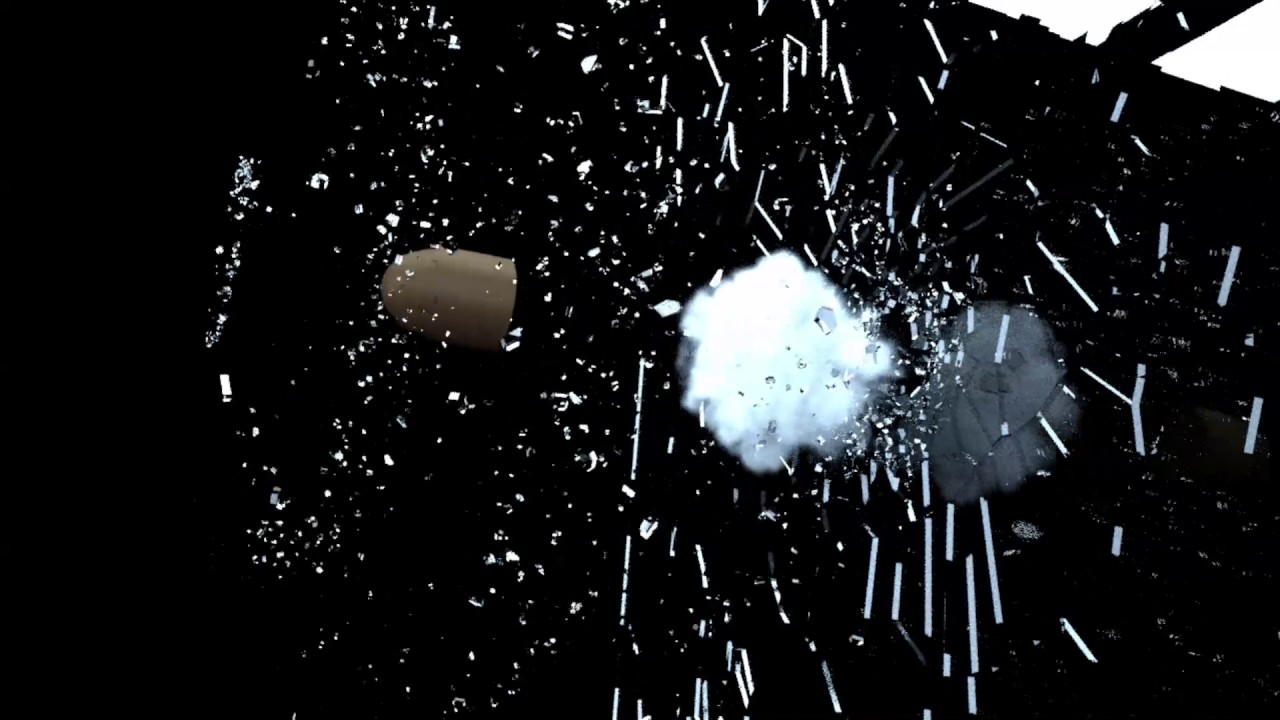 Bullet shattering glass in blender - YouTube