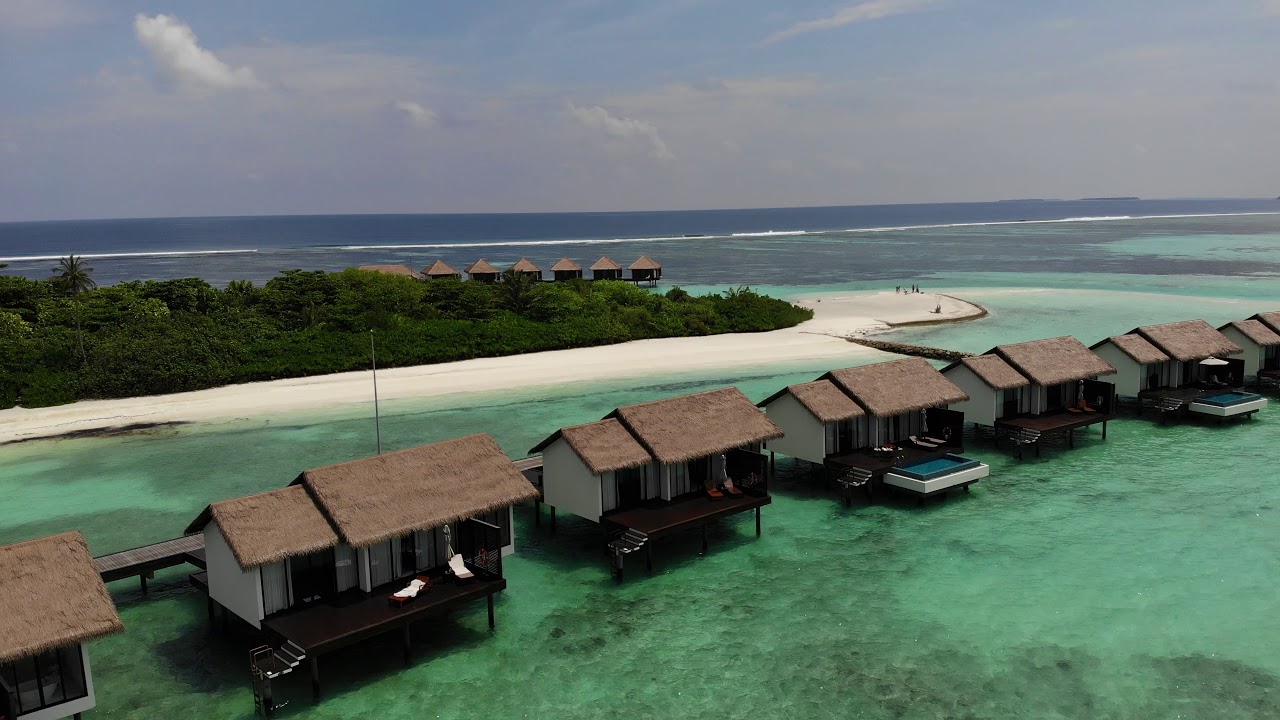 Overhead View of The Residence Maldives House Reef and Overwater Villas ...