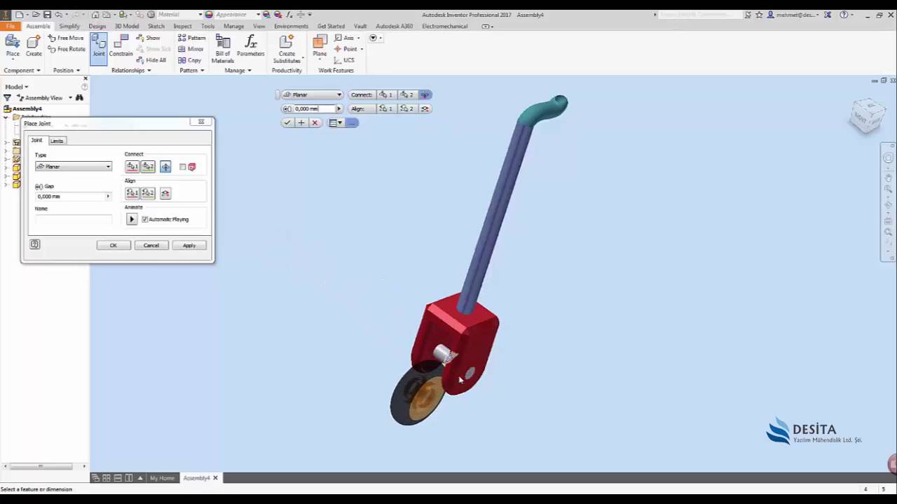 Autodesk Inventor - Joint Planar&Ball - YouTube