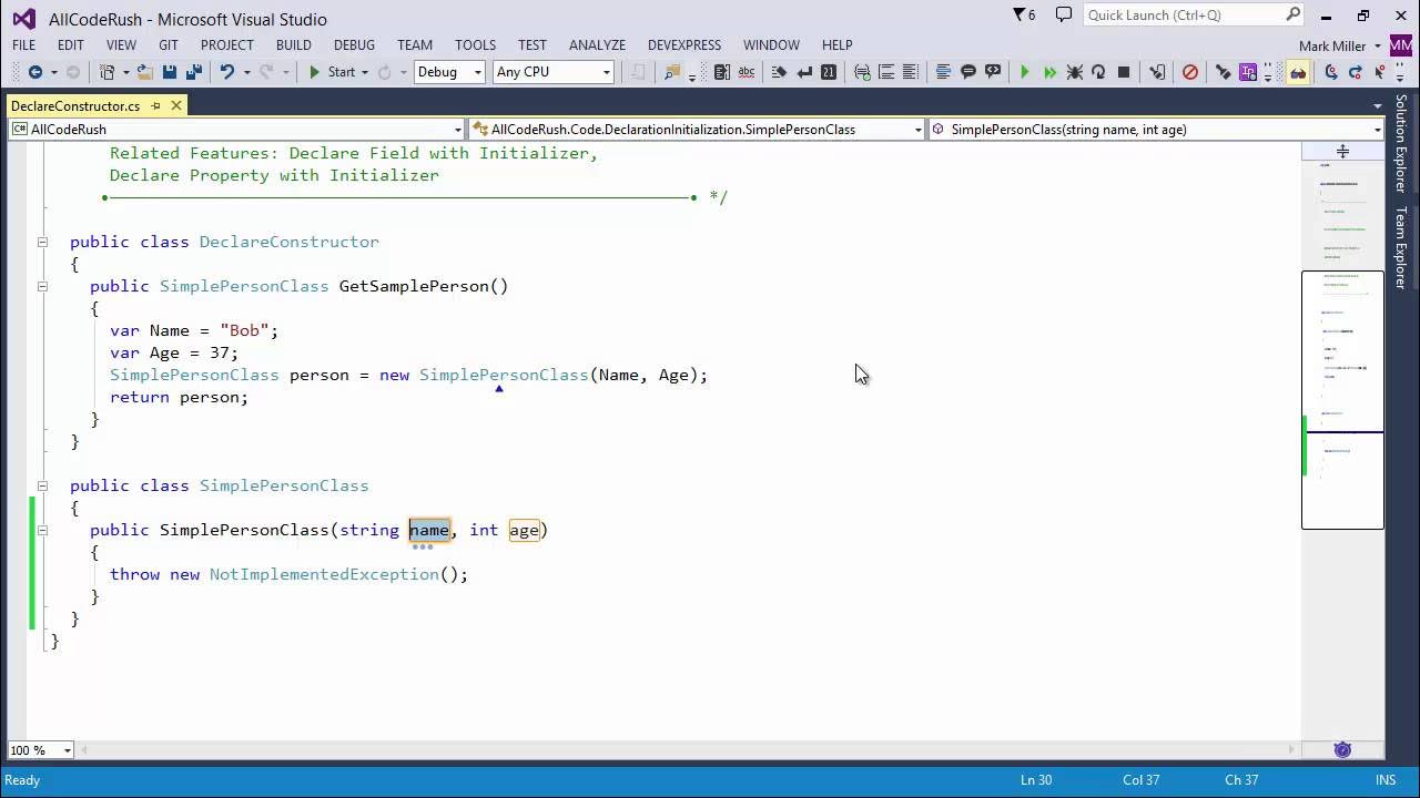 DevExpress CodeRush: Declare Constructor - YouTube