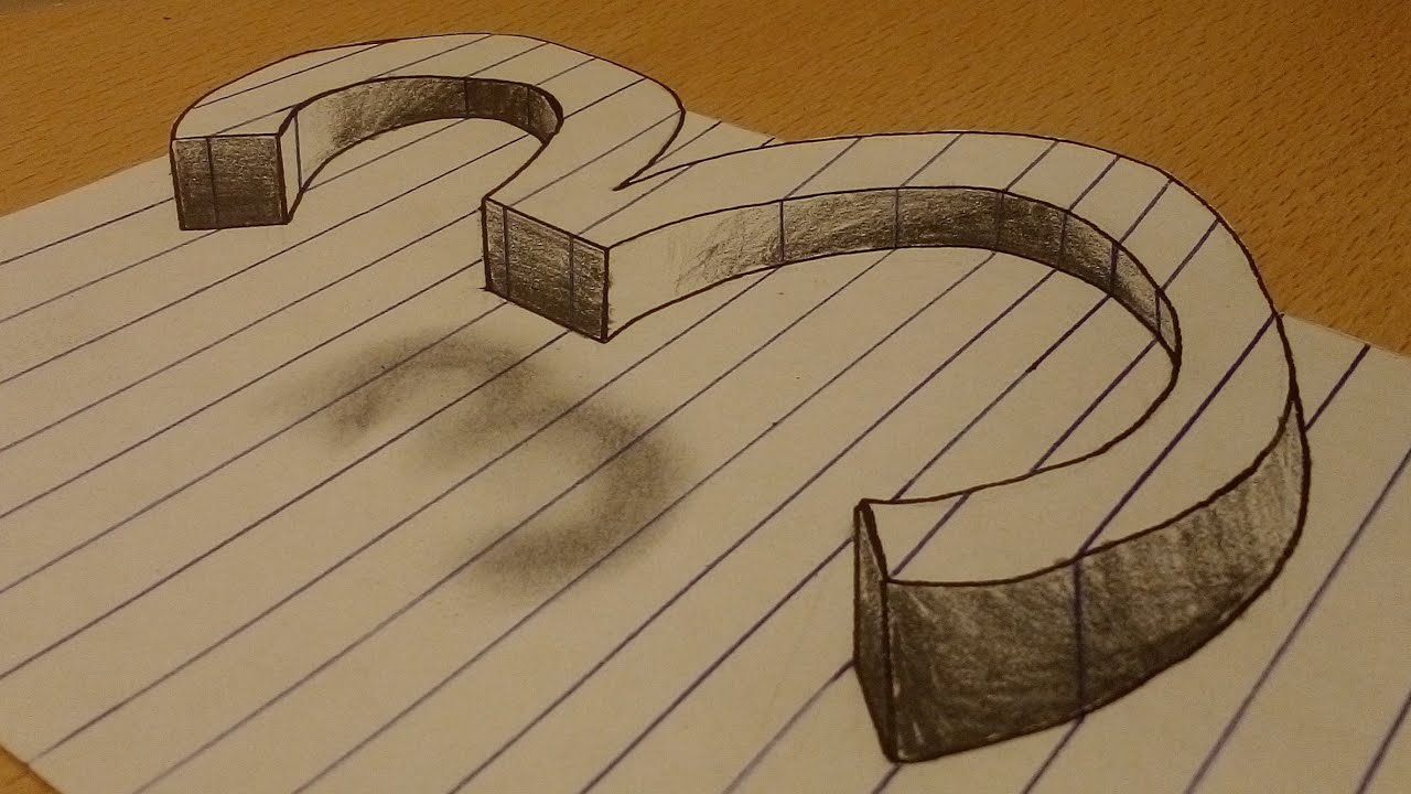 Jak narysować liczbę trzy w 3D/How to draw number three in 3D - YouTube