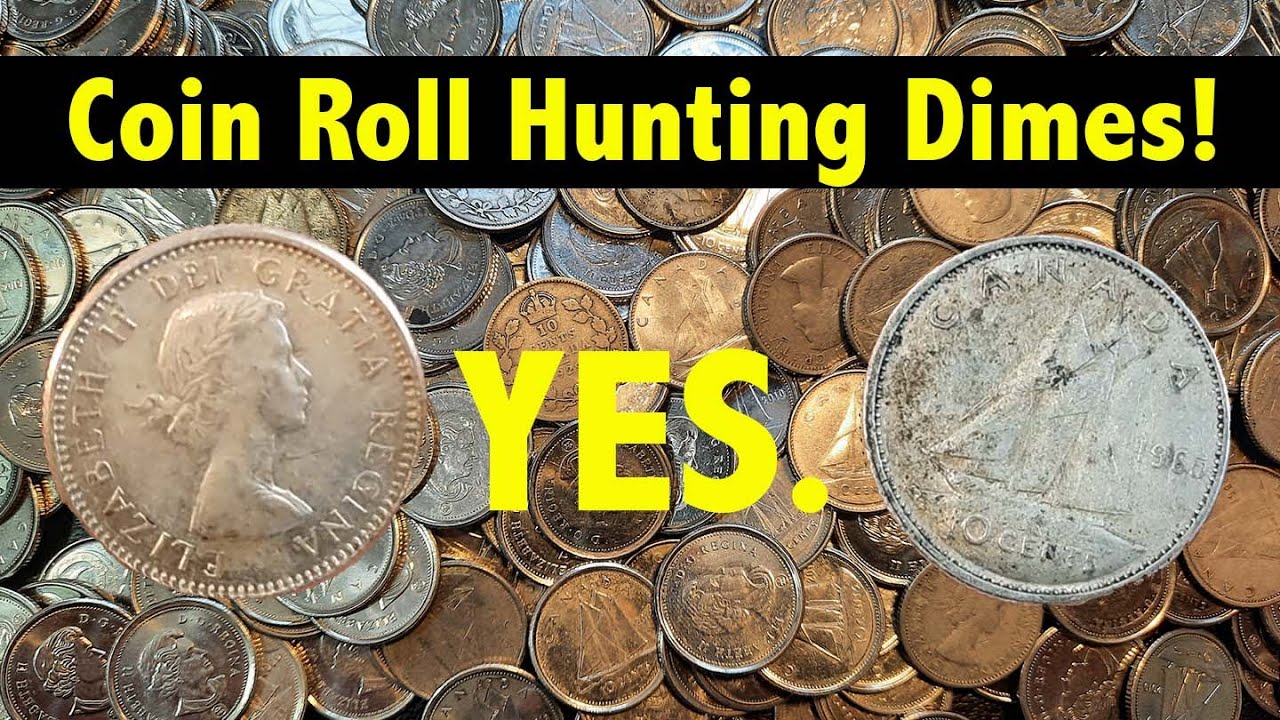 Can you find SILVER in Canadian Coin rolls?! Coin Roll Hunting Dimes ...