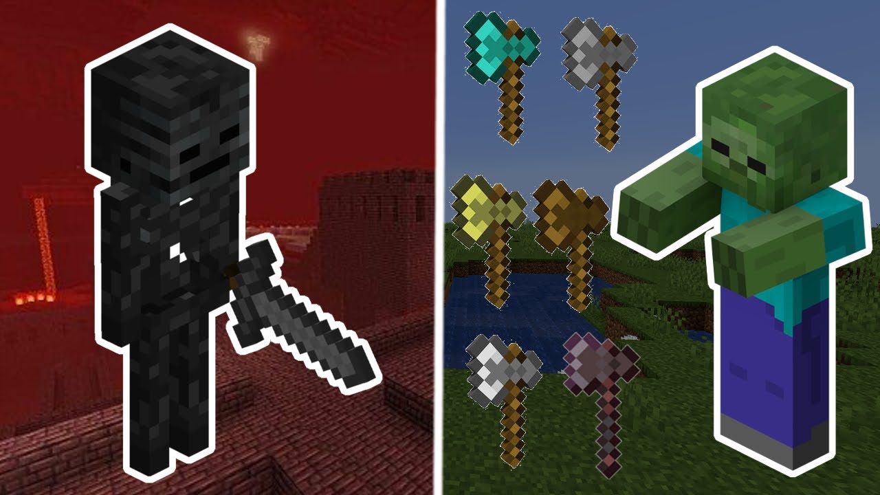 Wither Skeleton Vs. All Zombie Wielding Weapons - YouTube