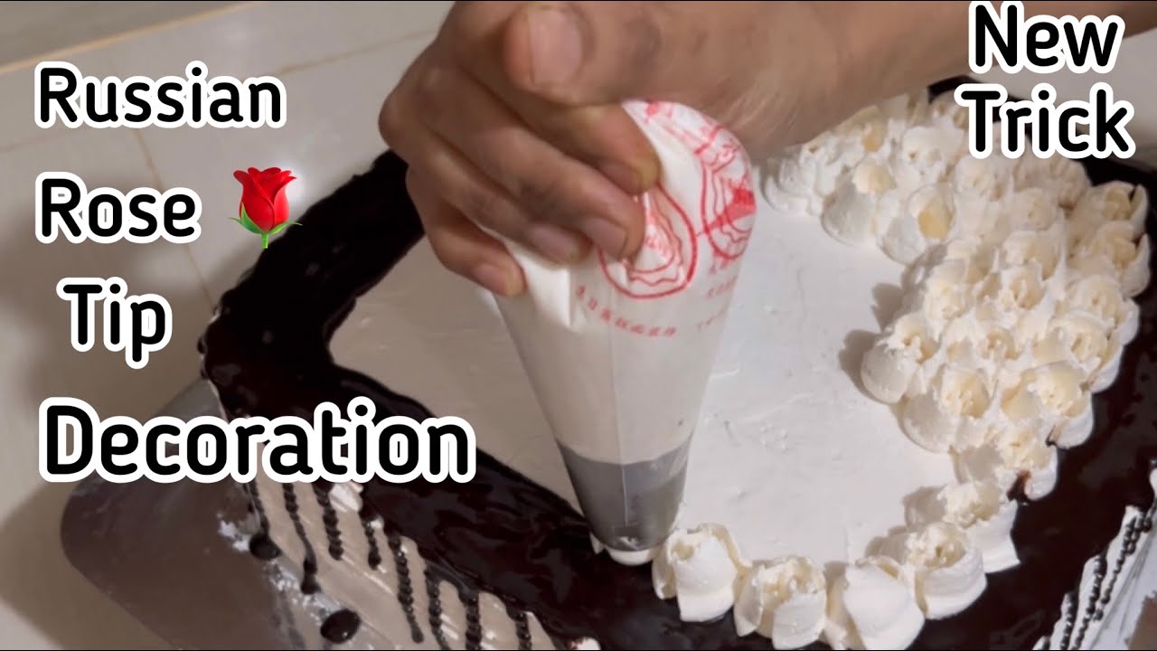 Russian Rose Tip decoration Cake #NewTrick/Easy Rose Design /How to use ...
