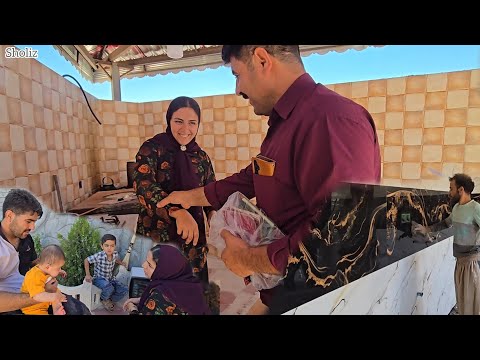 🌿🏡🍳 Rural Life Challenges: Outdoor Cooking by Narges & Beautiful Home Tiling Progress 🧱✨